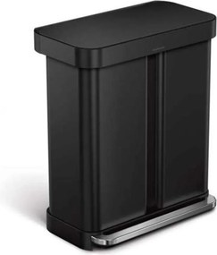 Matně černý ocelový odpadkový koš 34+24 l na tříděný odpad/nášlapný – simplehuman
