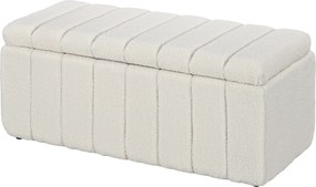 HOMCOM čalouněná lavice, postelová lavice s úložným prostorem, nosnost až 120 kg, 102x45x46 cm, krémově bílá