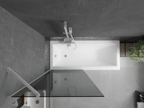 Mexen Next, vanová zástěna 1-křídlová 80 x 150 cm, fixní křídlo, 6 mm šedé sklo, bílý profil, 895-080-000-00-40-20