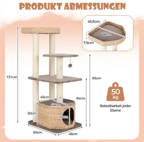 Costway Škrabadlo s Cat Cave a Platforms a Ball a Bied a Cushion Cat Tree