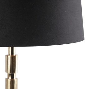 Stolní lampa ve stylu art deco zlatá s odstínem černé bavlny 45 cm - Torre