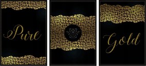 Obraz Plakáty V Rámu 53x73 cm Triptych Sada 3 obrazů Gold Zlato P575