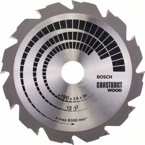 Bosch 2608640633 Pilový kotouč Construct Wood 190 x 30 x 2,6 mm, 12