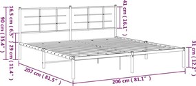 vidaXL Kovový rám postele s čelem 200 x 200 cm [355617] Barva: Černá