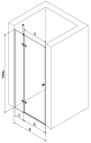 Mexen Roma otočné sprchové dveře 90 cm, Průhledné, Chromovaná - 854-090-000-01-00