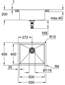 GROHE 31574SD1 - Kuchyňský dřez K700U 550 x 450 mm nerez
