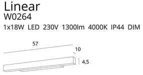 Maxlight W0264 Stmívatelné nástěnné LED svítidlo LINEAR IP44 černé 57cm