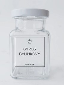 Samolepka na kořenky GYROS BYLINKOVÝ průhledná  5 × 5 cm základní písmo