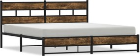 Kovový rám postele bez matrace kouřový dub 193 x 203 cm 3308488