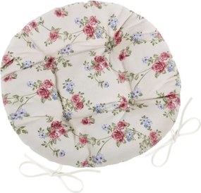 Bellatex Sedák DITA kulatý prošívaný průměr 40 cm Růžička pnoucí Smetanová,Růžová,Zelená