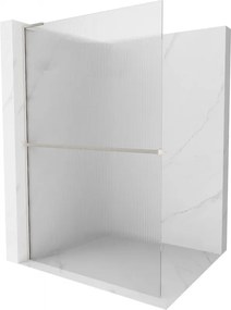 Mexen Kioto+ L, sprchová zástěna Walk-In s poličkou a věšákem 80 x 200 cm, 8mm sklo s žebrovým vzorem, broušená ocel profil, 800-080-123-97-09