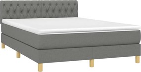 Box spring postel s matrací a LED tmavě šedá 140x190 cm textil 3133950
