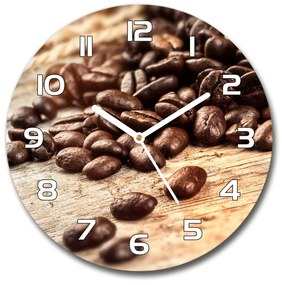 Wallmuralia Skleněné hodiny kulaté Zrnka kávy fi 30 cm