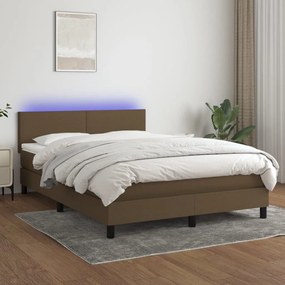 Box spring postel s matrací a LED tmavě hnědá 140x200 cm textil,  3133000
