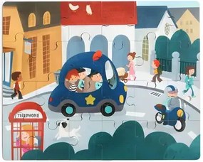 TOP BRIGHT Dřevěné puzzle s hračkou Policejní auto / 24 dílků