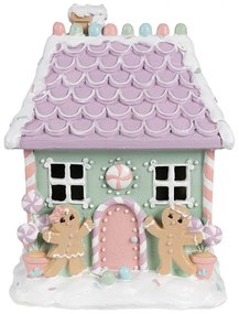 Zeleno-fialová perníková chaloupka Gingerbread House Pastello - 17*14*21 cm