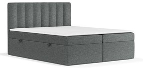Tmavě šedá boxspring postel s úložným prostorem 160x200 cm Novento – Maison de Rêve