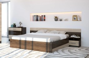 Manželská postel LESÍ s nočními stolky a komodou canterbury/dub sonoma 160x200 cm
