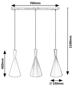 Rabalux 5312 - Lustr na lanku TRINCOLA 3xE27/40W/230V