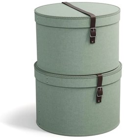Kartonové úložné boxy s víkem v mentolové barvě v sadě 2 ks ø 37,5x25,5 cm Rut – Bigso Box of Sweden