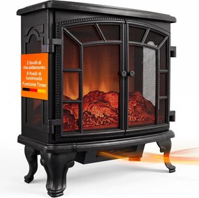 Monzana Elektrický Elektrický krb s dvojitými dvířky černý 2000W