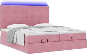 Osmanský rám postele s matrací růžová 200x200cm samet 3314614