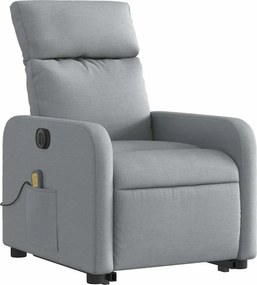 Elektrické zvedací masážní polohovací křeslo světle šedé textil 3206726