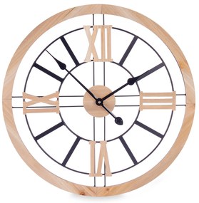 Loftové nástěnné hodiny, MDF + kov, 60 cm