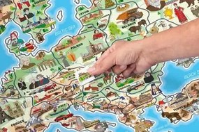 Woody Magnetická mapa EVROPY, společenská hra 3 v 1 v AJ / od 3 let