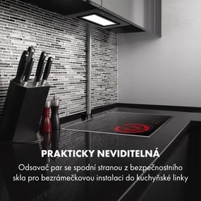 Klarstein Hektor Brilliant Edition, digestoř, 52 cm, vestavná, 506 m³/h, dotykové ovládání, sklo, černá