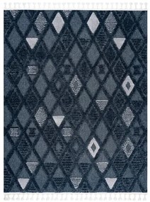 koberec SEVILLA Y499B laťková mříž, diamanty modrý střapce Berber, velikost 160x220 cm | krásné koberce cz