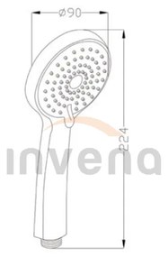 Invena Dafni, 3-funkční ruční sprchová hlavice kulatá, černá matná, INV-AS-02-004-S