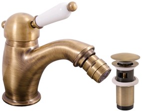Slezák - RAV Bidetová baterie s výpustí LABE - L545.xSM, Stará mosaz (Bronz) Připojovací hadičky - závit: 3/8"