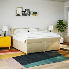 Box spring postel s matrací krémová 200x200 cm textil 3289106
