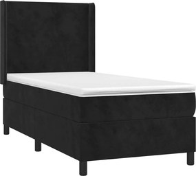 vidaXL Box spring postel s matrací a LED 90x200 cm samet [3139423] Barva: Růžová