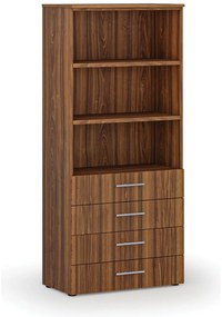 Kancelářská skříň se zásuvkami PRIMO WOOD, 800 x 420 x 1781 mm, ořech