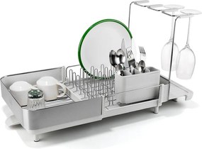 Nastavitelný plastový odkapávač ve stříbrné barvě 35,5x38 cm Extend Steel Plus – Joseph Joseph
