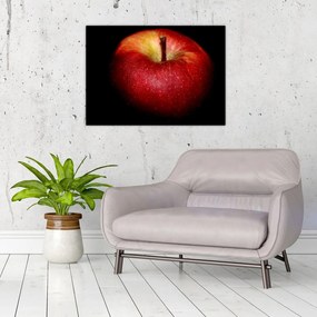 Skleněný obraz jablka na černém pozadí (70x50 cm)