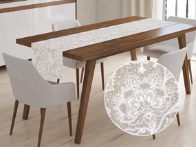 Biante Dekorační běhoun na stůl Leona LN-096 Orientální bílé vzory na béžovém 20x160 cm