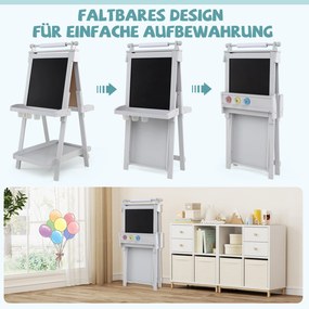 Costway Dětská výškově nastavitelná tabule s bílou tabulí a magnetickou tabulí