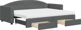 Válenda s přistýlkou a zásuvkami tmavě šedá 80 x 200 cm textil 3197238