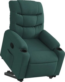 Zvedací polohovací křeslo tmavě zelené textil 3206651