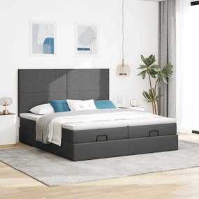 Osmanský rám postele s matrací tmavě šedá 160x200cm textil 3314514