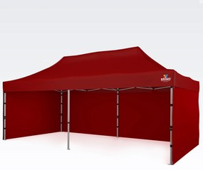 BRIMO Nůžkový párty stan 3x6 m hliníkový – Elegantní a rychle rozložitelný - s 3 stěnami - Červená P. Alu
