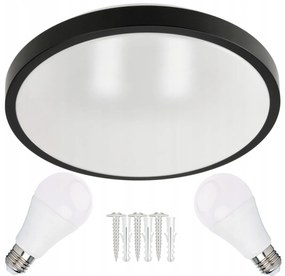 BERGE Kulaté černé přisazené stropní svítidlo N/T 2x E27 + 2x LED žárovka