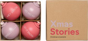 Vánoční ozdoby Xmas Stories 6 cm levandulové a růžové 4 ks