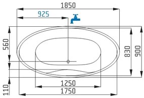 Santech Delta oválná vana 185 x 90 SADEL185