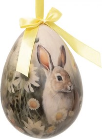 2ks dekorace závěsné vajíčko s králíčky Spring Egg - Ø 11*15 cm