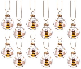 Skleněné ručně vyrobené vánoční koule v sadě 12 ks ø 3 cm Bee Mini – Sass &amp; Belle