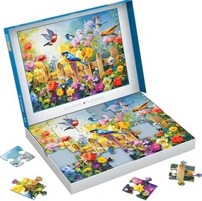 EUROGRAPHICS Puzzle Connecting Pieces: Hraví zahradní ptáci / 24 dílků